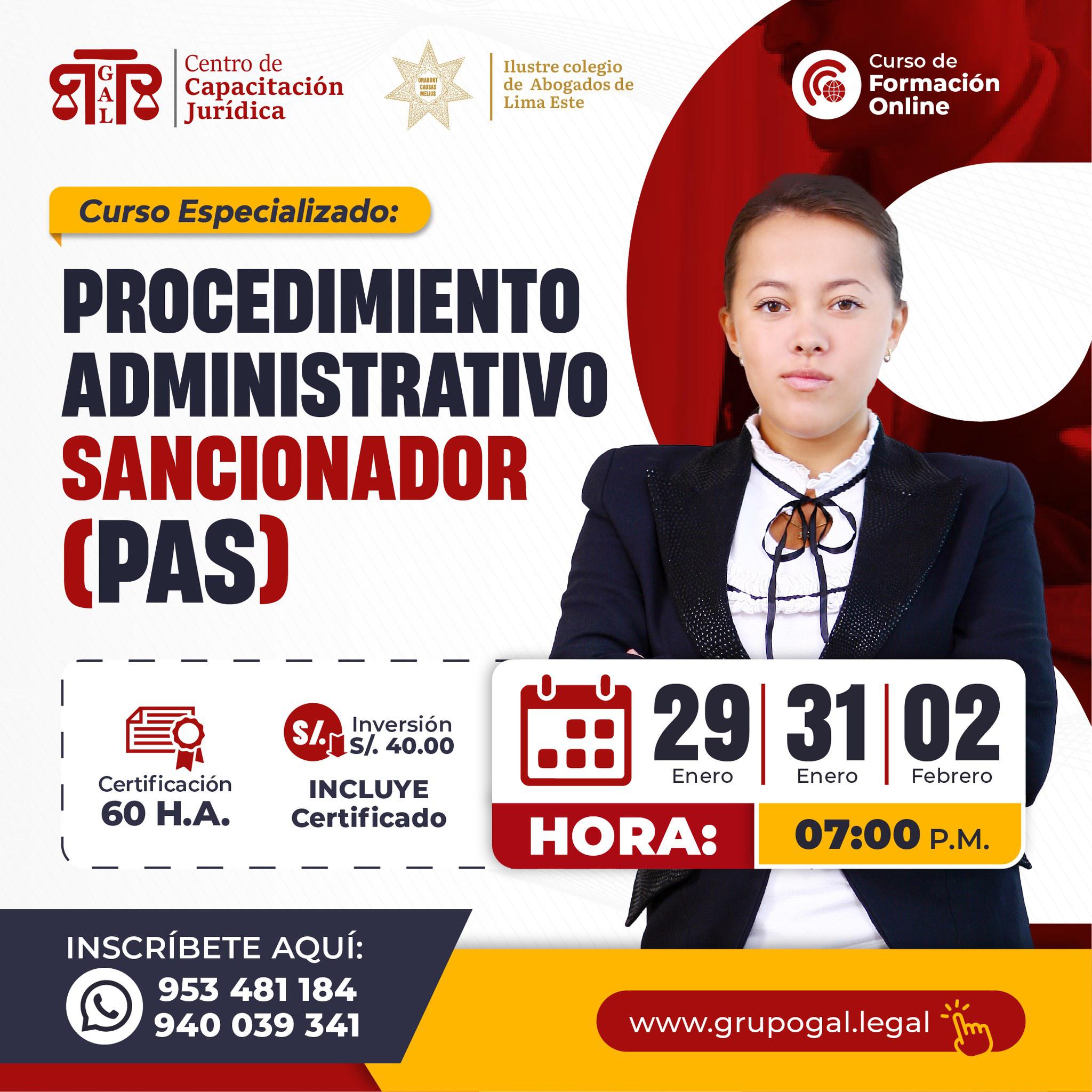 GAL - Curso Especializado: PROCEDIMIENTO ADMINISTRATIVO SANCIONADOR (PAS)