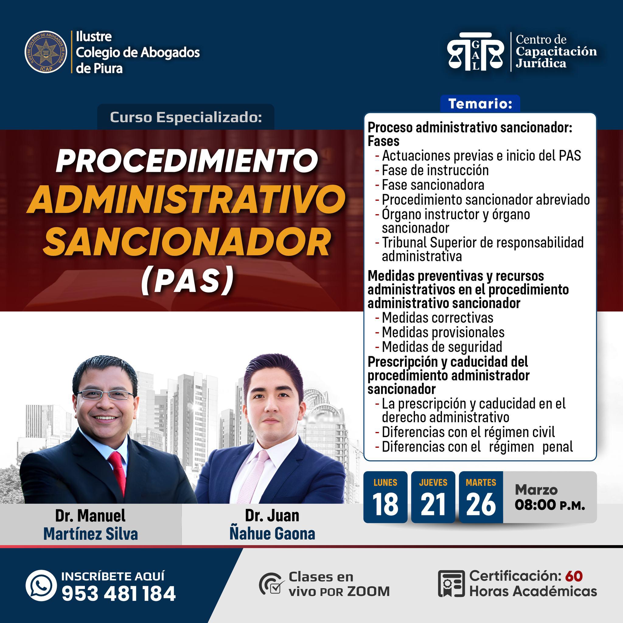 GAL - Curso Especializado: PROCEDIMIENTO ADMINISTRATIVO SANCIONADOR (PAS)