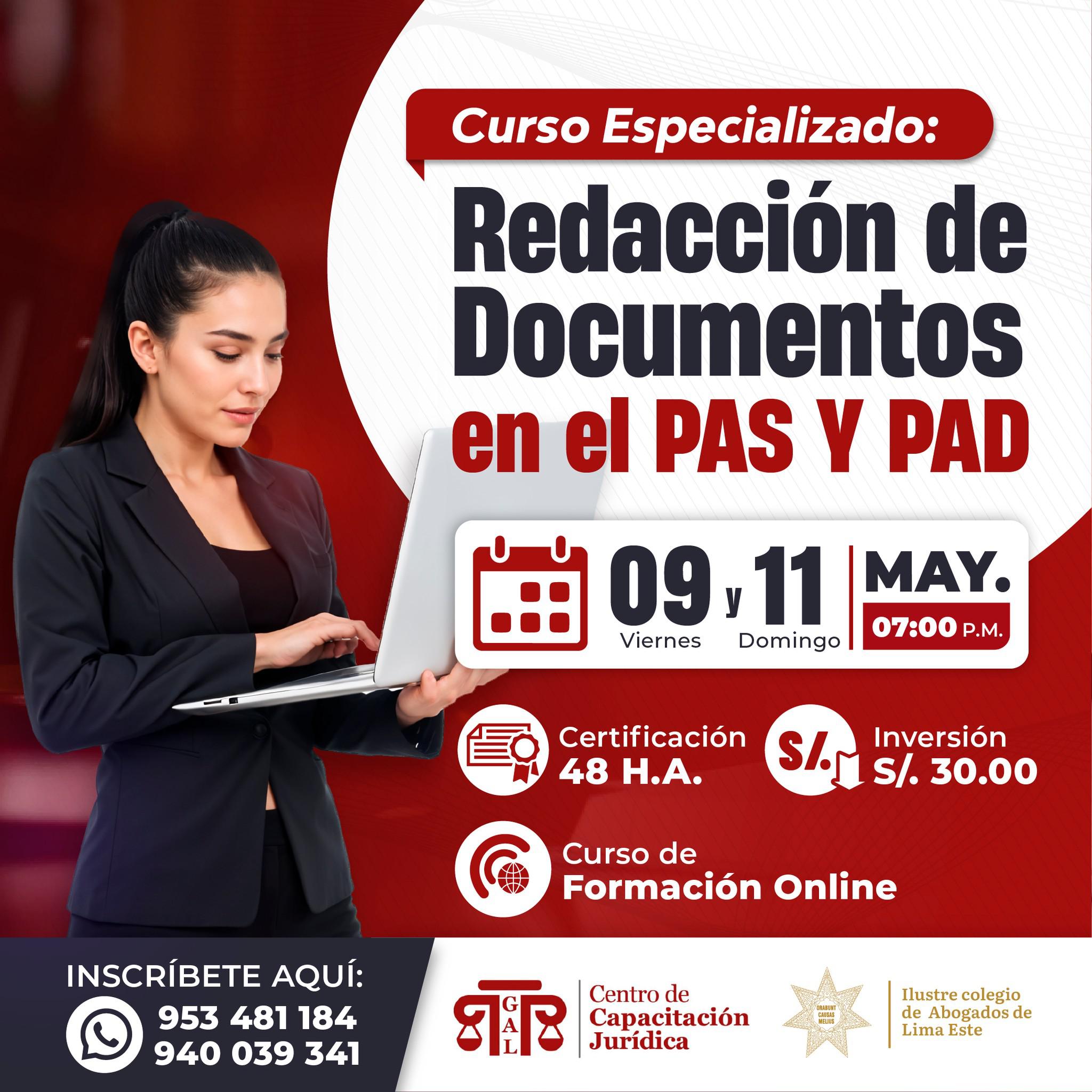GAL - Curso Especializado: REDACCIÓN DE DOCUMENTOS EN EL PAS Y PAD